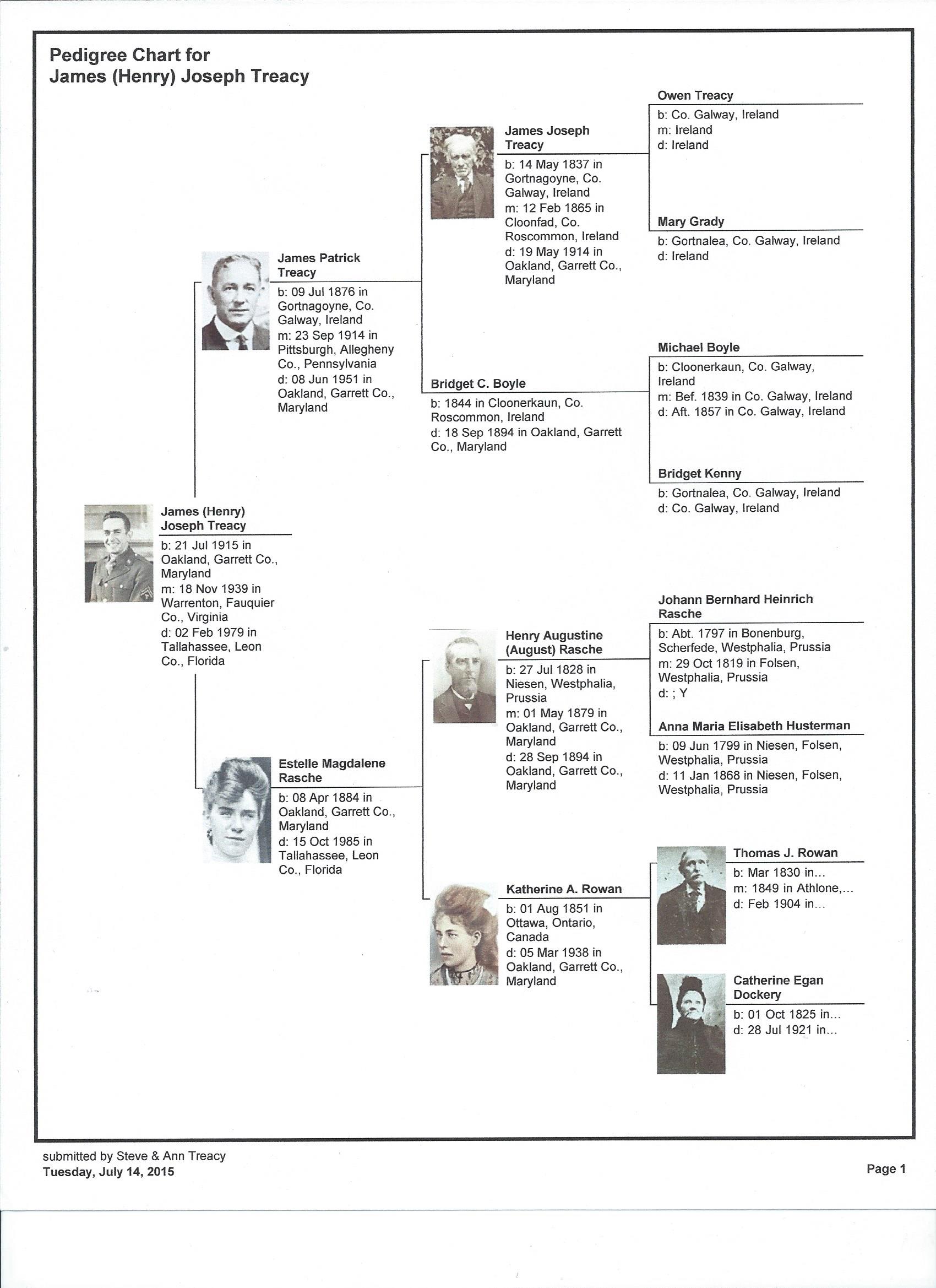 Pedigree for James (Henry) Joseph Treacy – Treacy Tree